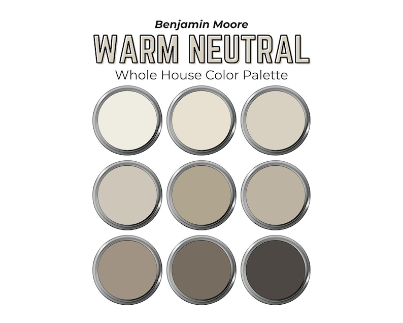 Warm Neutrals Whole House Paint Palette, Benjamin Moore (digital ...