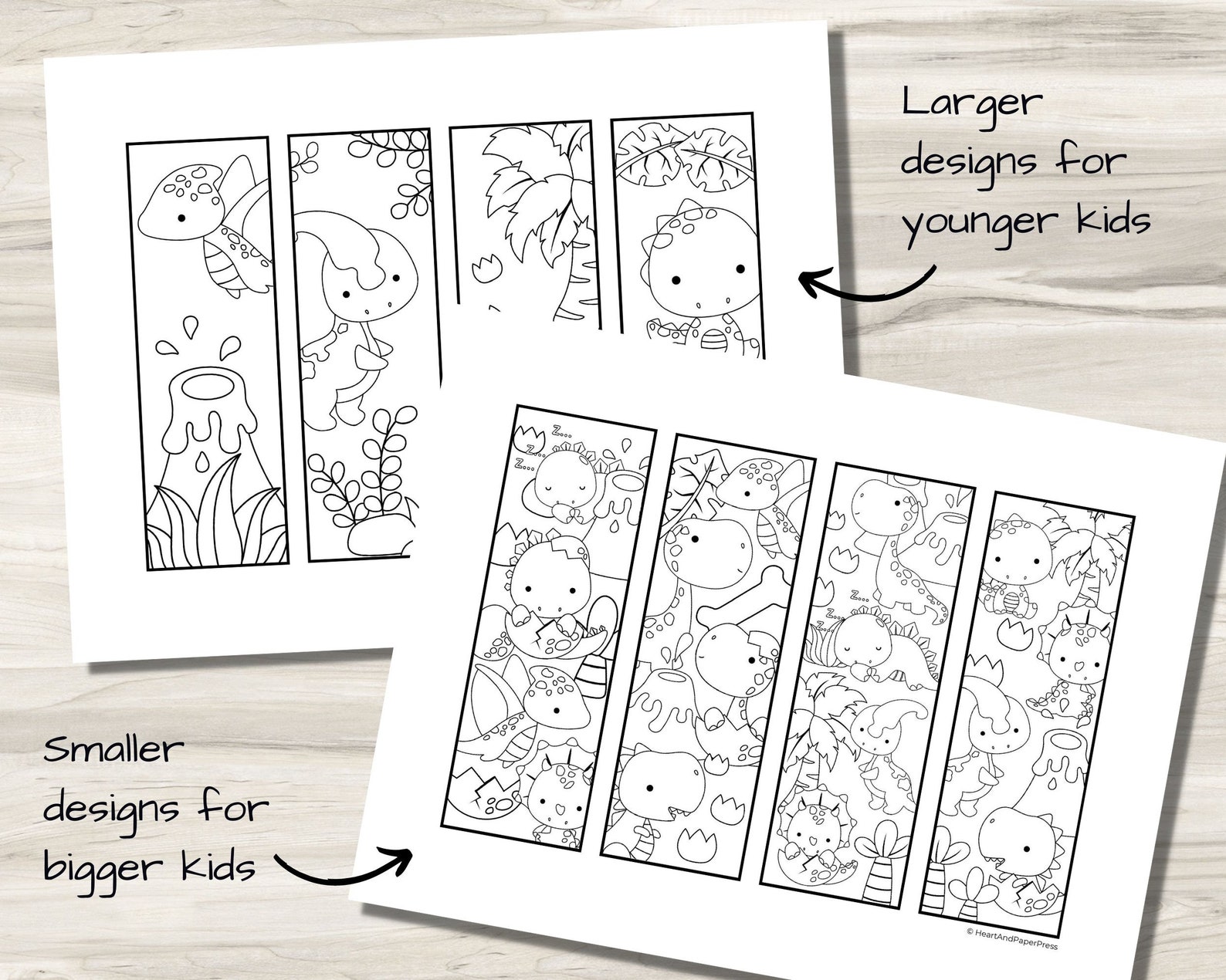 Dinosaur Coloring Bookmarks, 8 Printable Bookmarks for Kids, Dino ...