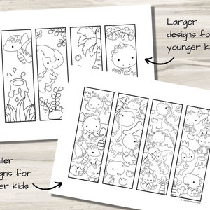 Dinosaur Coloring Bookmarks, 8 Printable Bookmarks for Kids, Dino ...