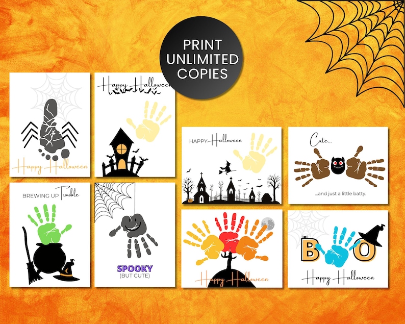 Halloween Handprint Footprint Art Bundle, Daycare Keepsake (digital ...