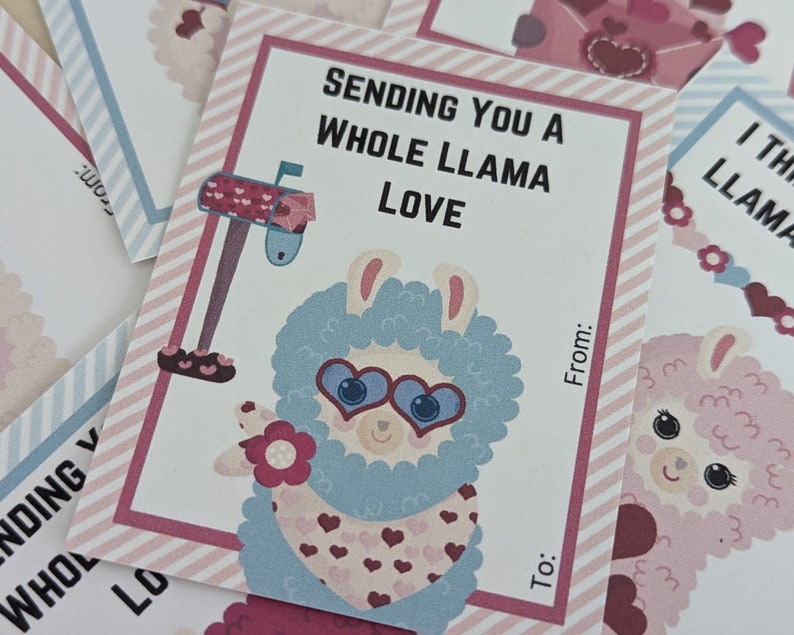 Llama Valentine Card for Kids Classroom Valentine's Day Parties - Etsy