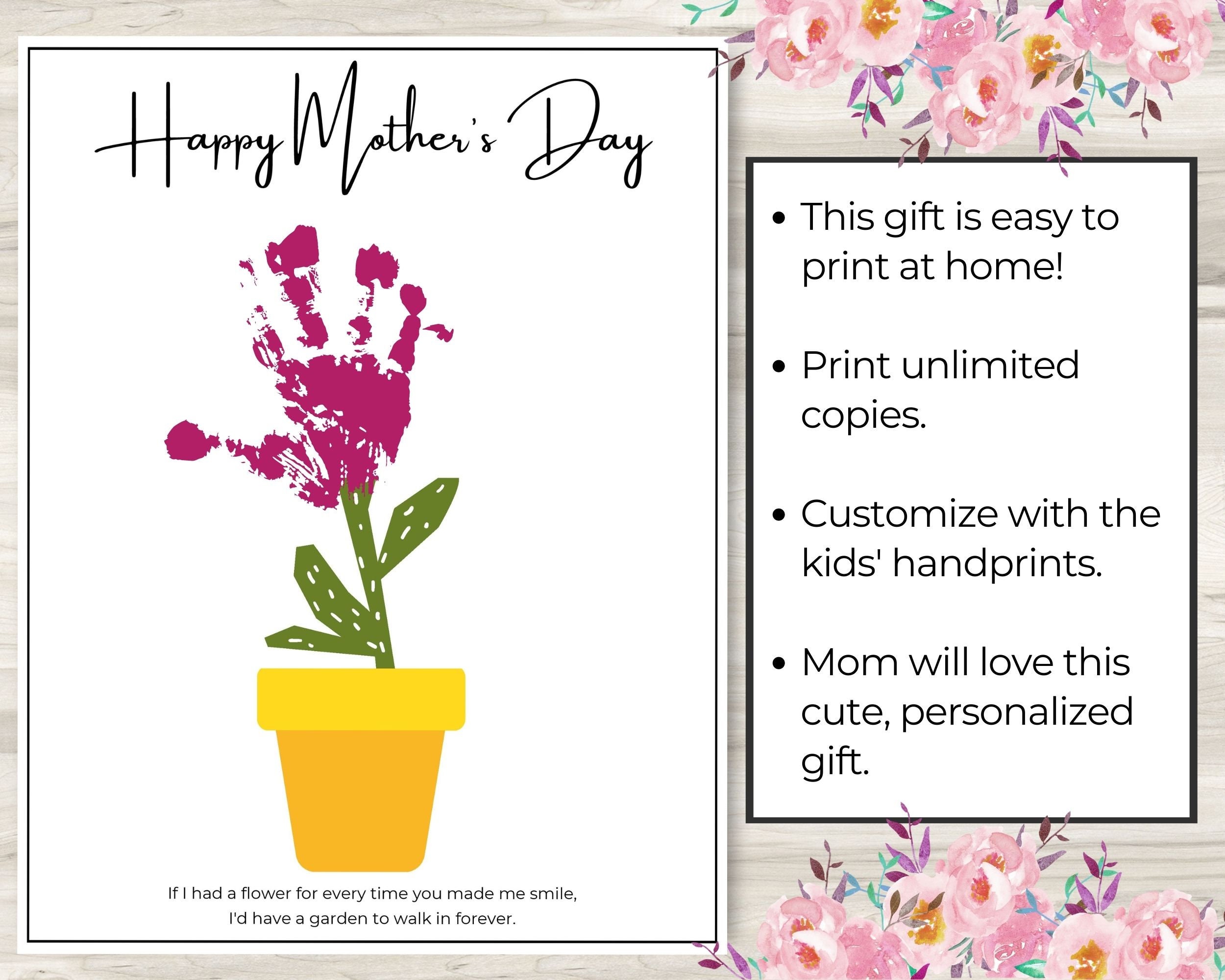 Flower Handprint Art, Mother's Day Crafts, Last Minute Mother's Day ...