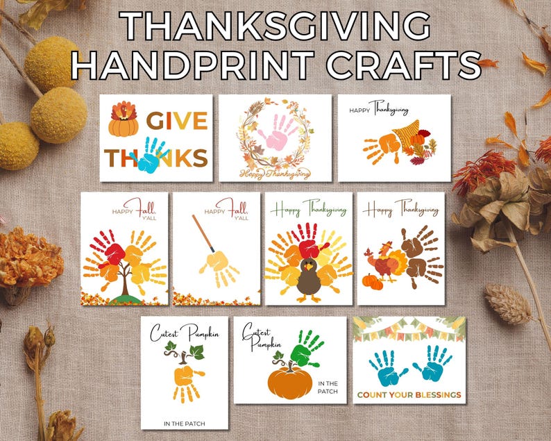 Thanksgiving Handprint Art Bundle, Fall Handprint Crafts, Daycare ...