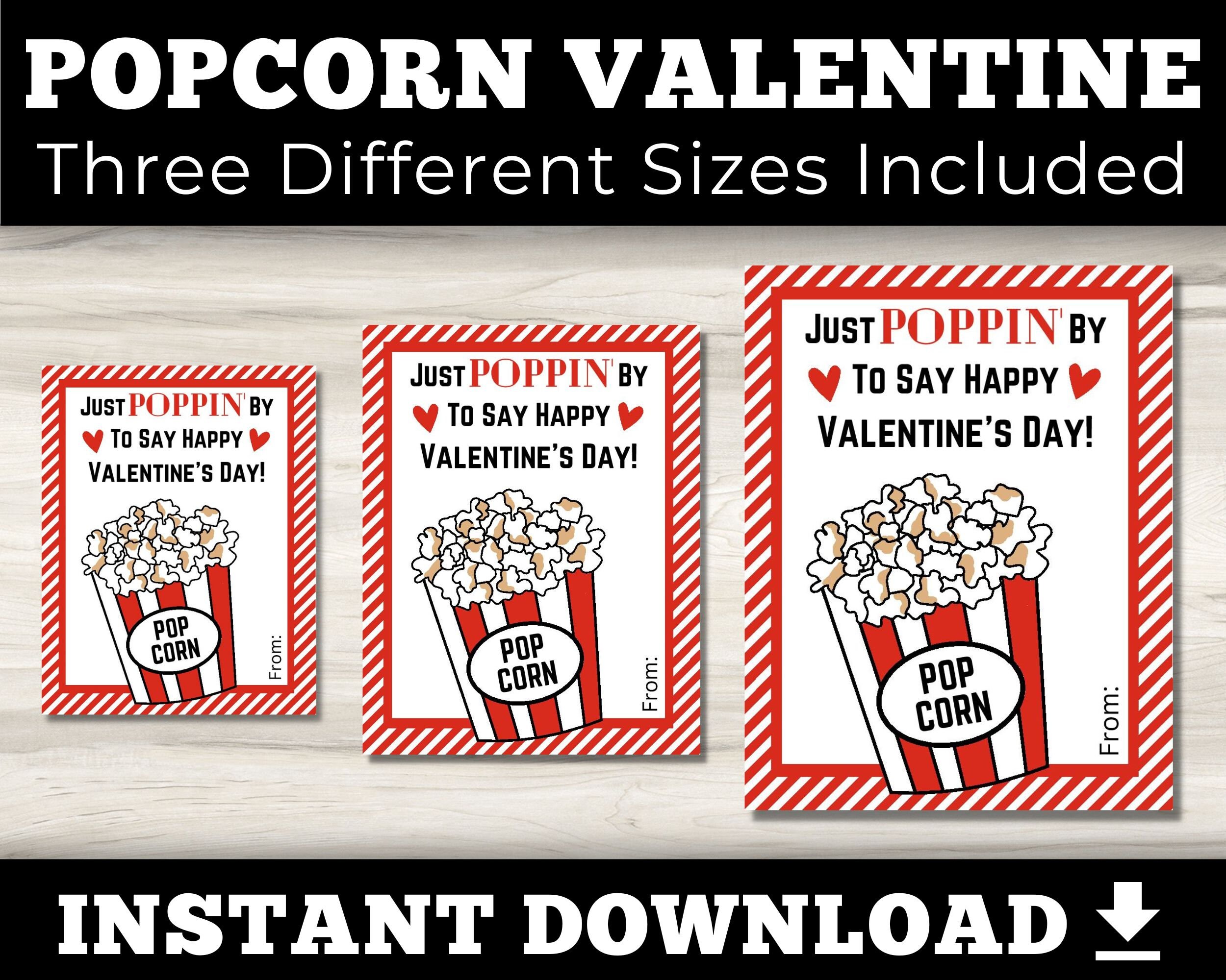 Popcorn Valentine Card PRINTABLE, Poppin Valentine Tag, Classroom ...