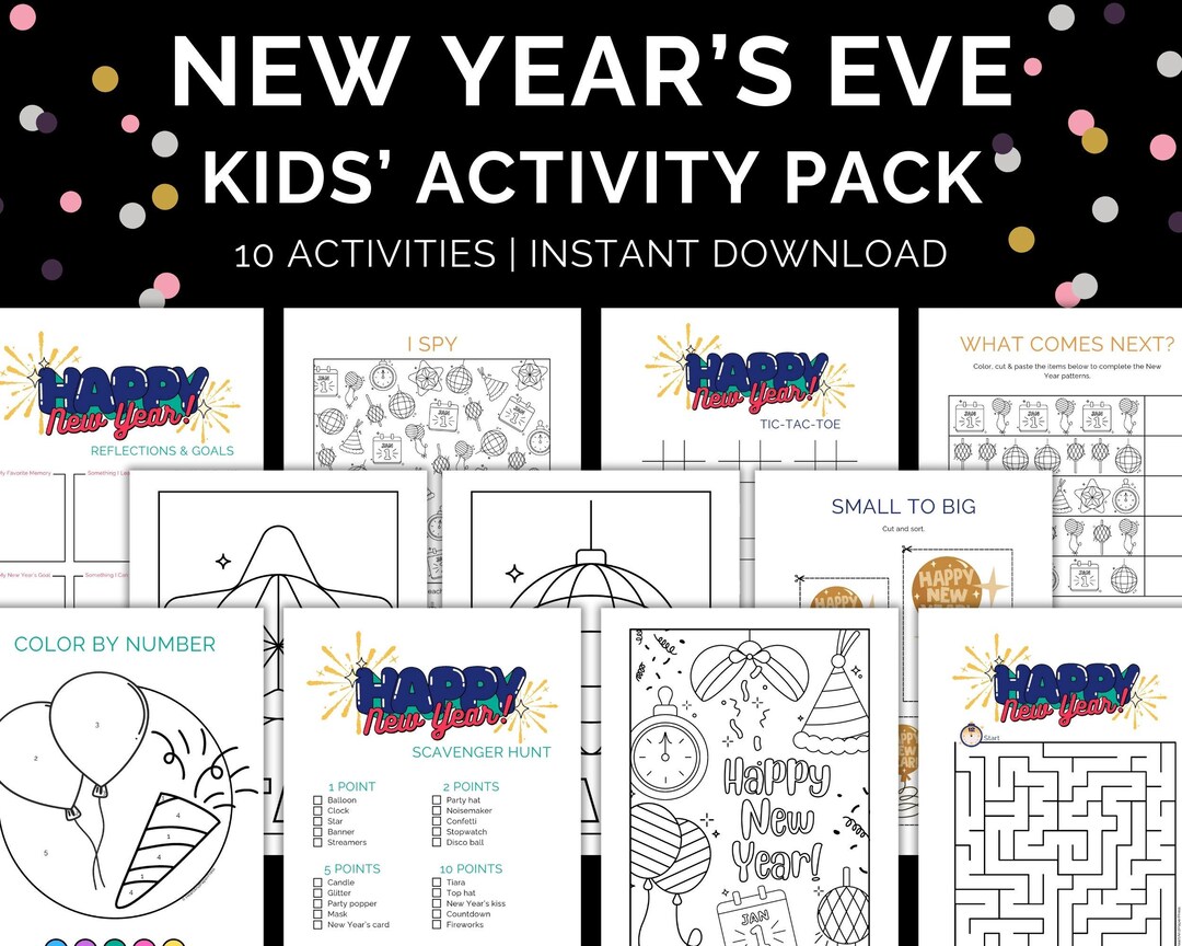 Kids New Years Eve Activities, New Years Games Printable for Kids, Kids ...
