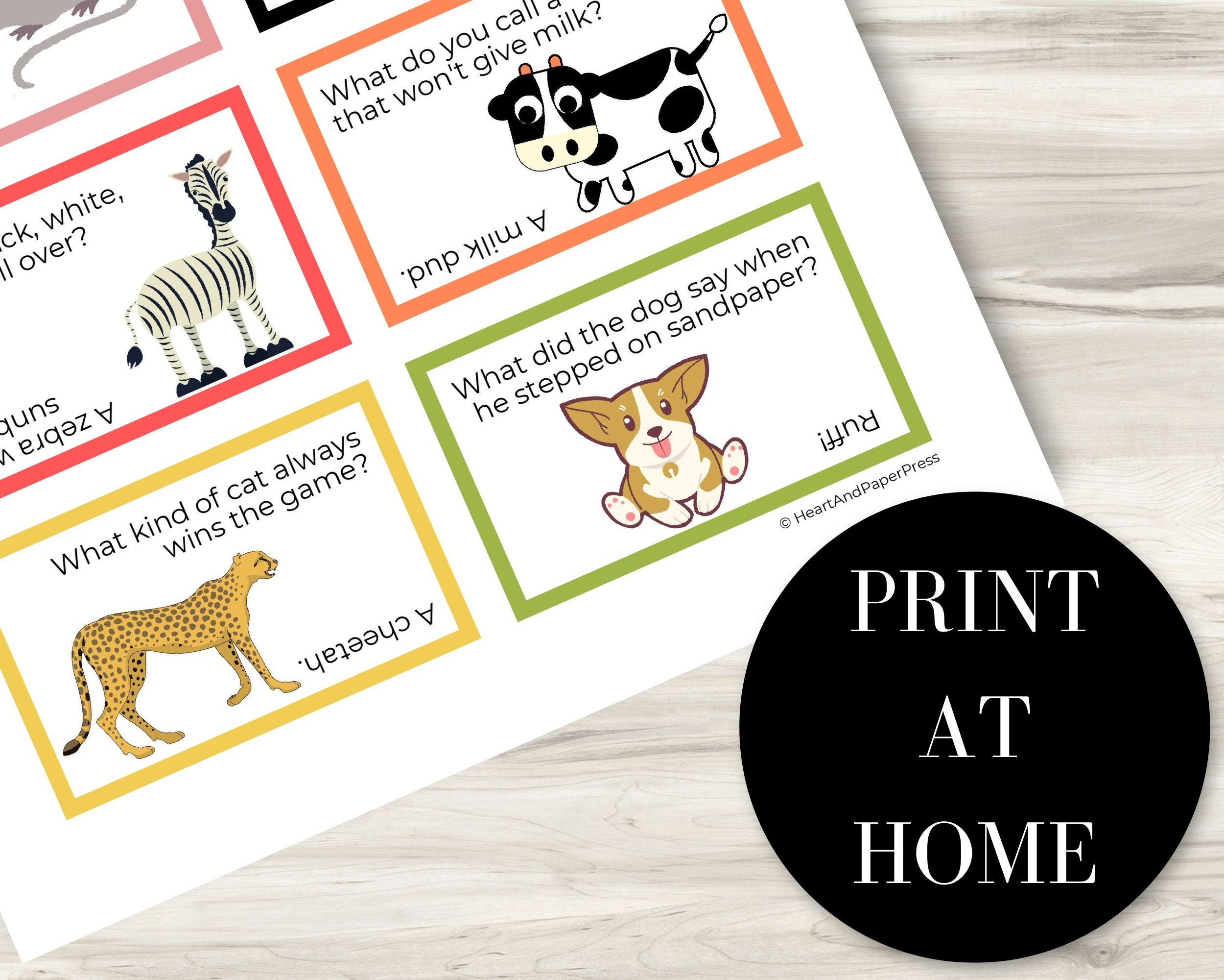 Animal Lunchbox Notes for Kids, Printable Lunch Box Jokes, Lunch Notes ...
