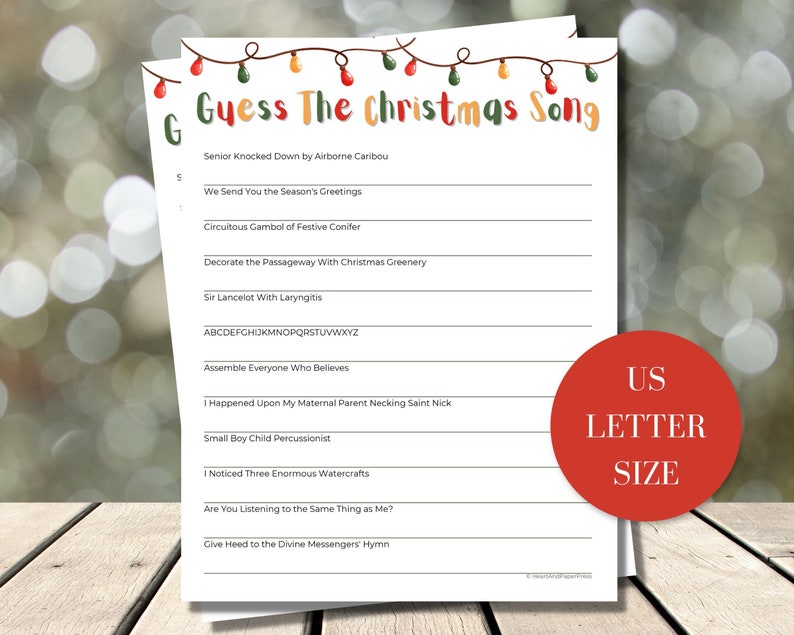 Guess the Christmas Carol Game for Office Christmas Party, Friendsmas ...