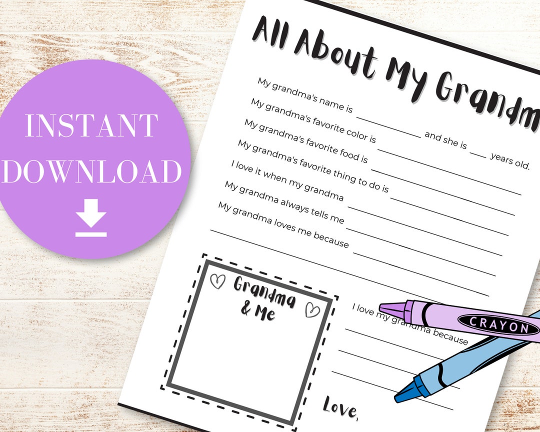 All About My Grandma Printable Letter for Mother's Day or Any Occasion ...