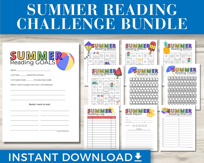 Summer Reading Challenge for Kids, Printable Kids Reading Log, Summer ...