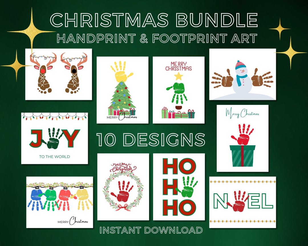 Christmas Handprint Art Bundle, Winter Handprint Crafts, Footprint ...