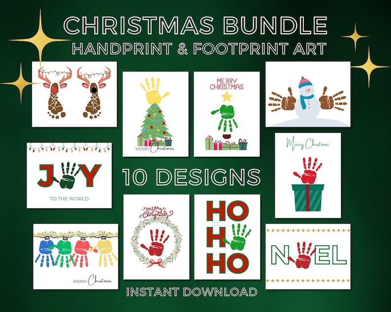 Christmas Handprint Art Bundle, Winter Handprint Crafts, Footprint ...