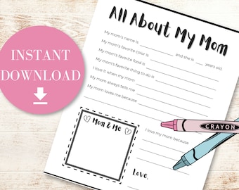 All About My Mama Printable, Mother's Day Gift, All About Mom Keepsake ...