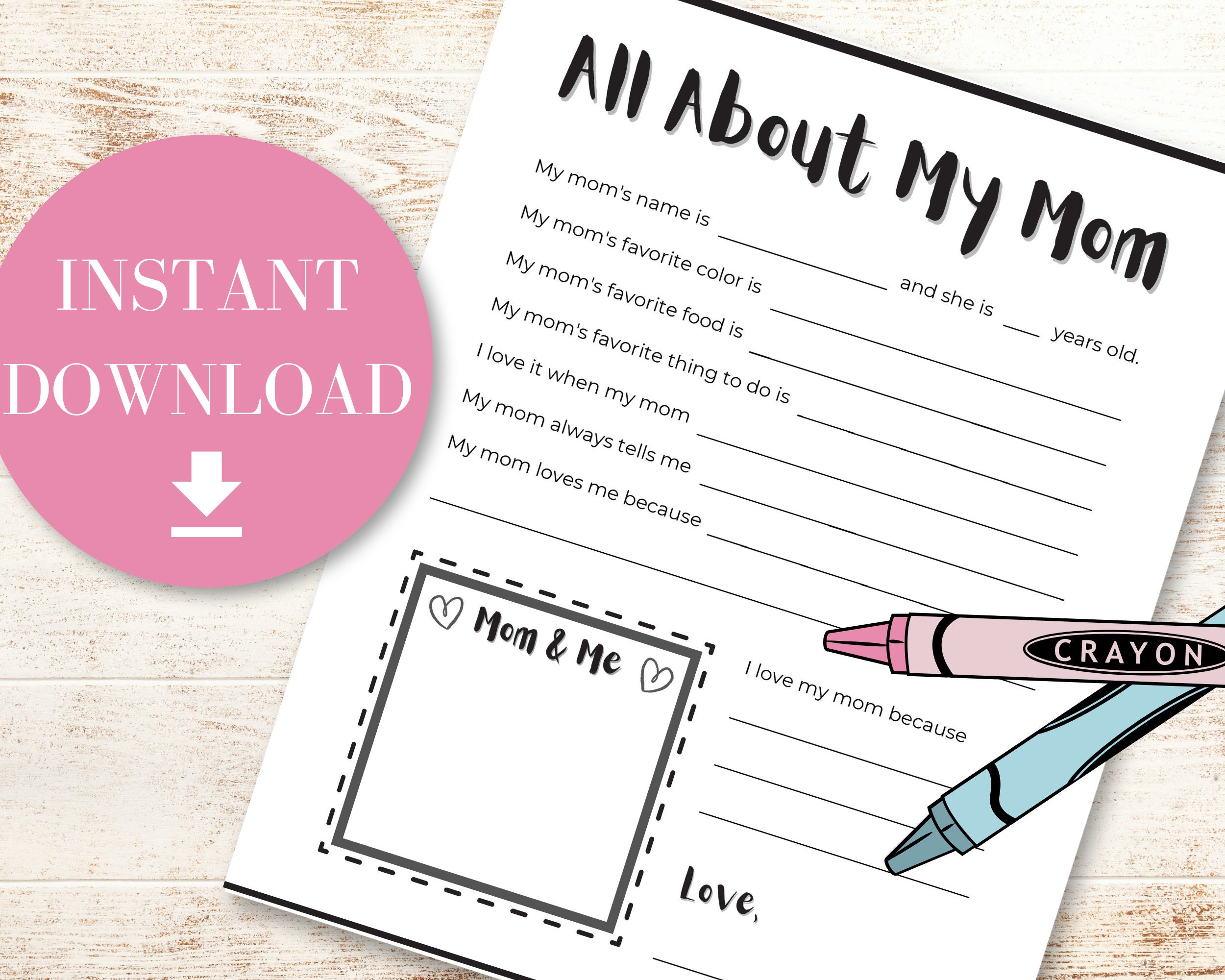 All About My Mom Printable Letter, Gift From Child, Mother's Day Craft ...