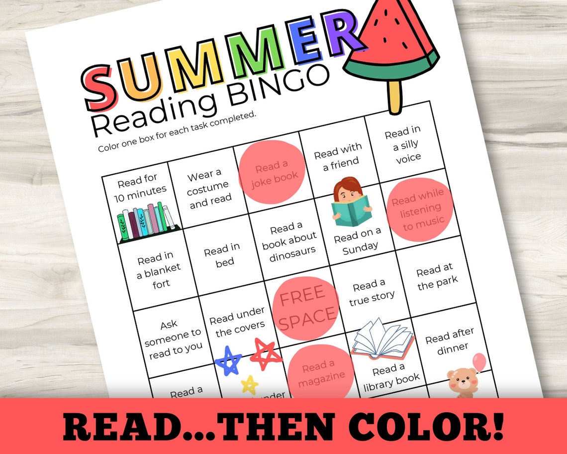 Summer Reading Bingo PRINTABLE, Summer Reading Challenge for Kids ...
