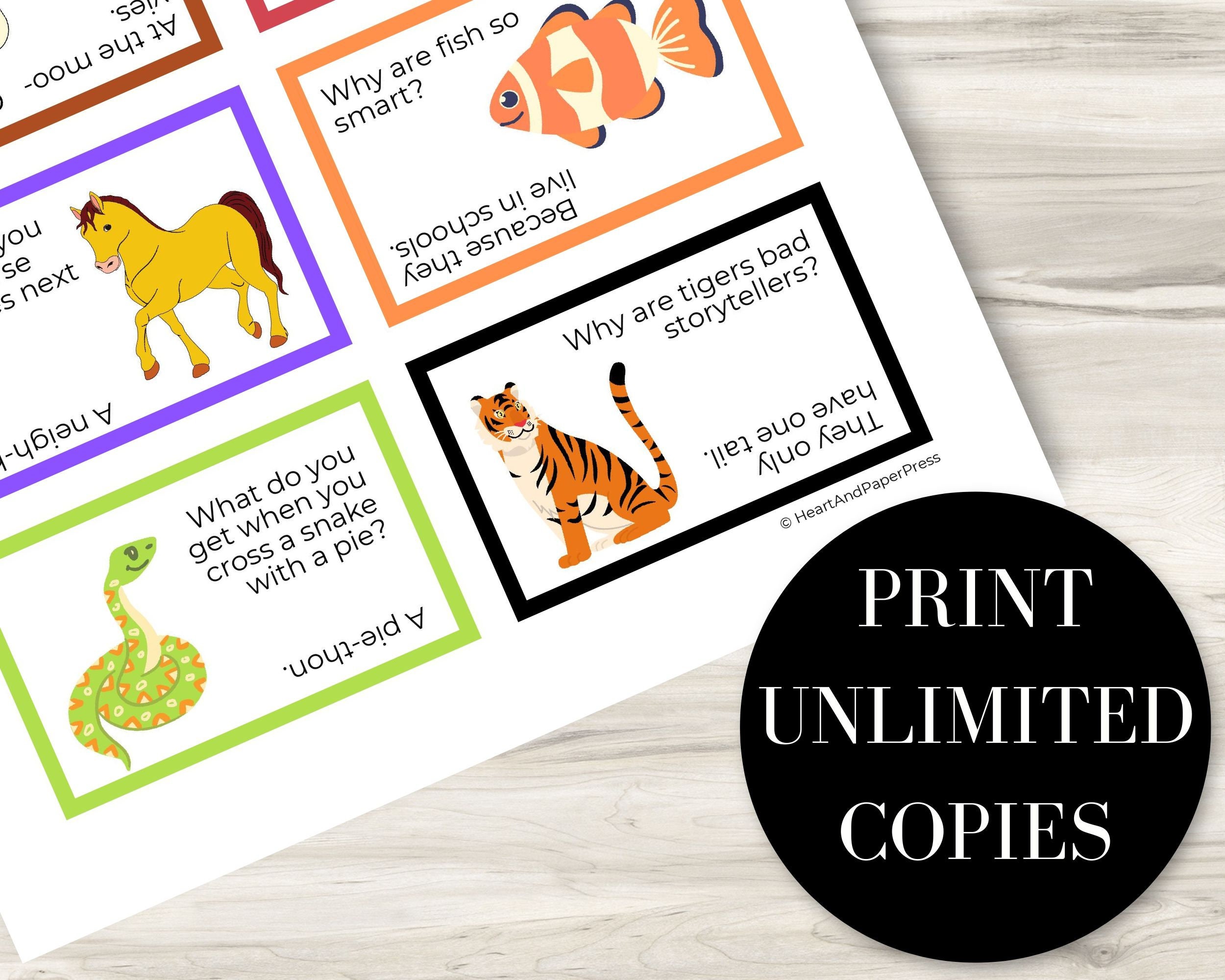 Animal Lunchbox Notes for Kids, Printable Lunch Box Jokes, Lunch Notes ...