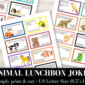 Animal Lunchbox Notes for Kids, Printable Lunch Box Jokes, Lunch Notes ...