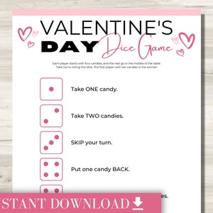 Valentine's Day Candy Dice Game for Kids, Galentine's Games, Office ...