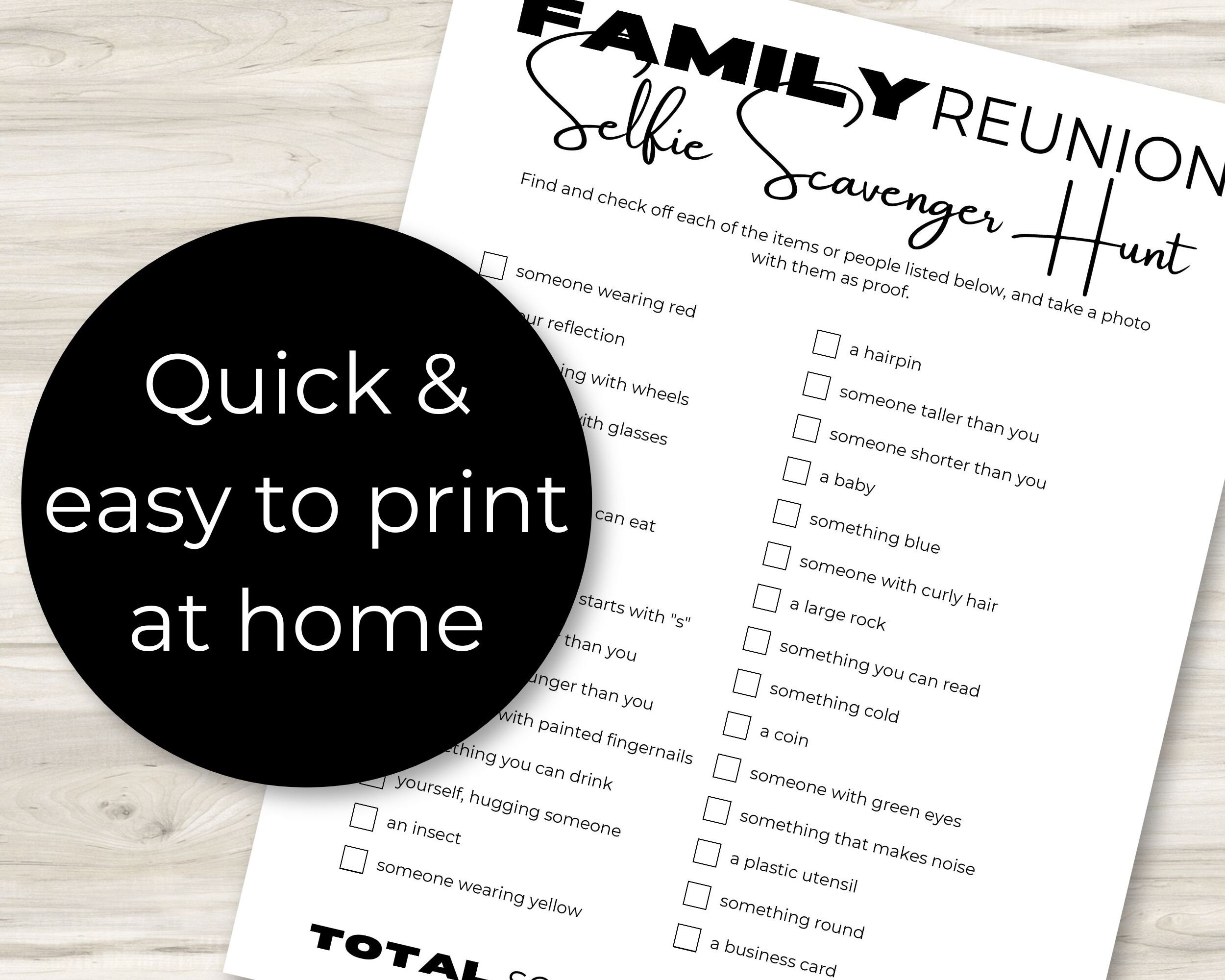 Selfie Scavenger Hunt Icebreaker Game for Family Gatherings - Etsy