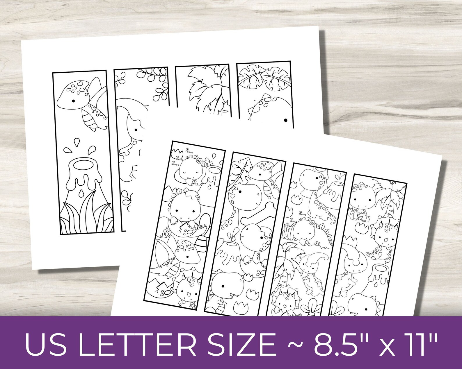 Dinosaur Coloring Bookmarks, 8 Printable Bookmarks for Kids, Dino ...