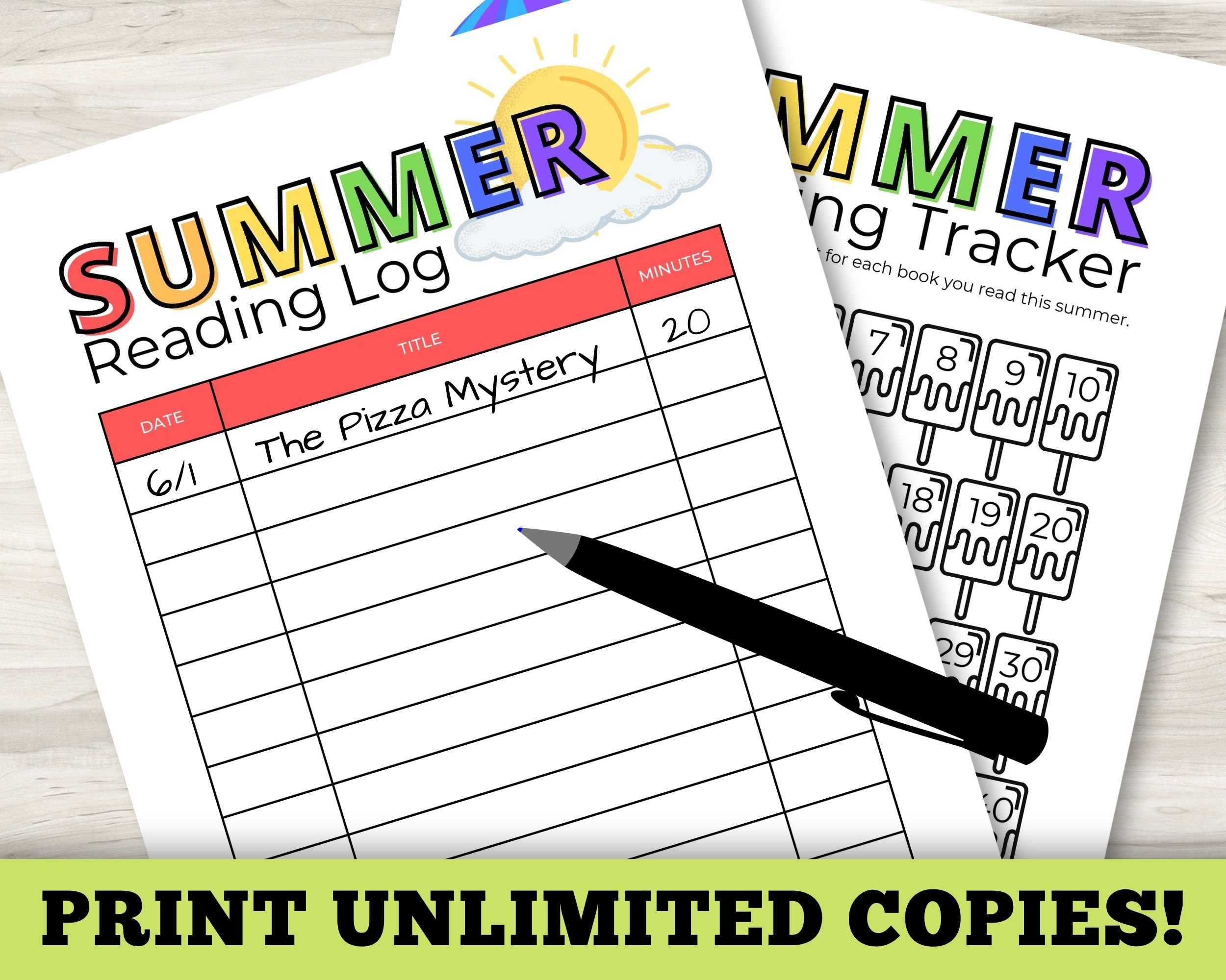 Summer Reading Tracker, Reading Log, PRINTABLE Reading Challenge for ...