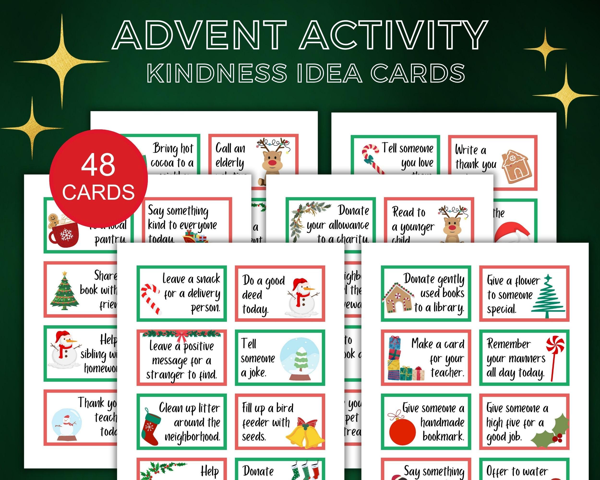 Kindness Advent Calendar Cards, Christmas Countdown Kindness Cards ...