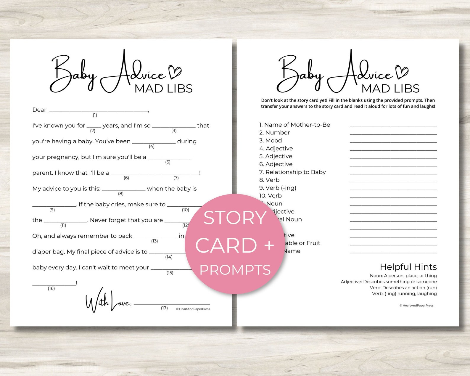 Baby Shower Mad Libs Printable Baby Shower Games Baby - Etsy