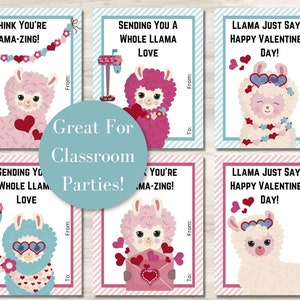 Llama Valentine Card for Kids Classroom Valentine's Day Parties - Etsy