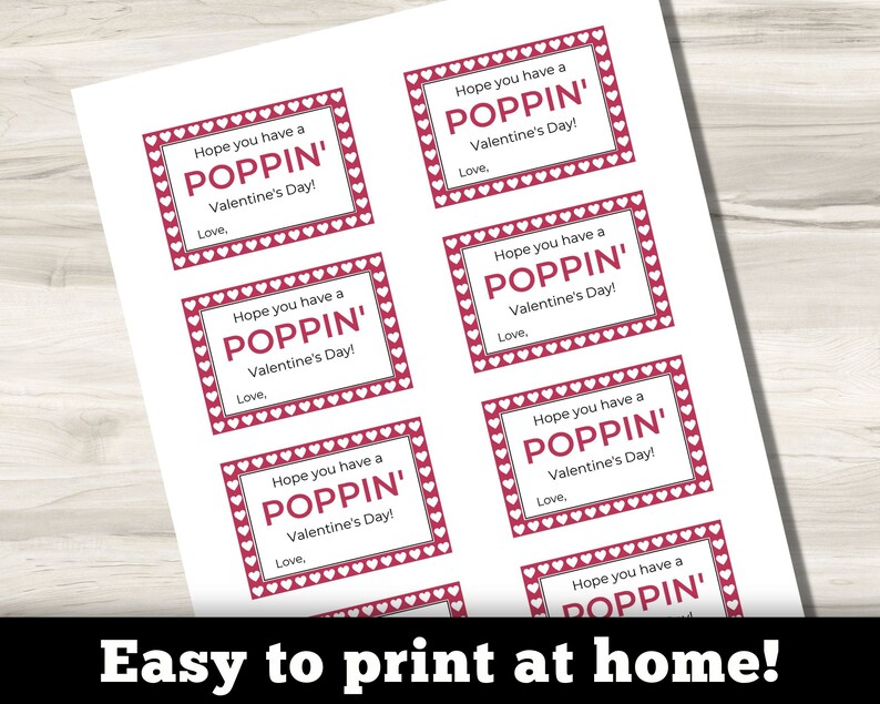 Poppin Valentine Tag Printable, Pop It Valentine Tag, Classroom Popcorn ...