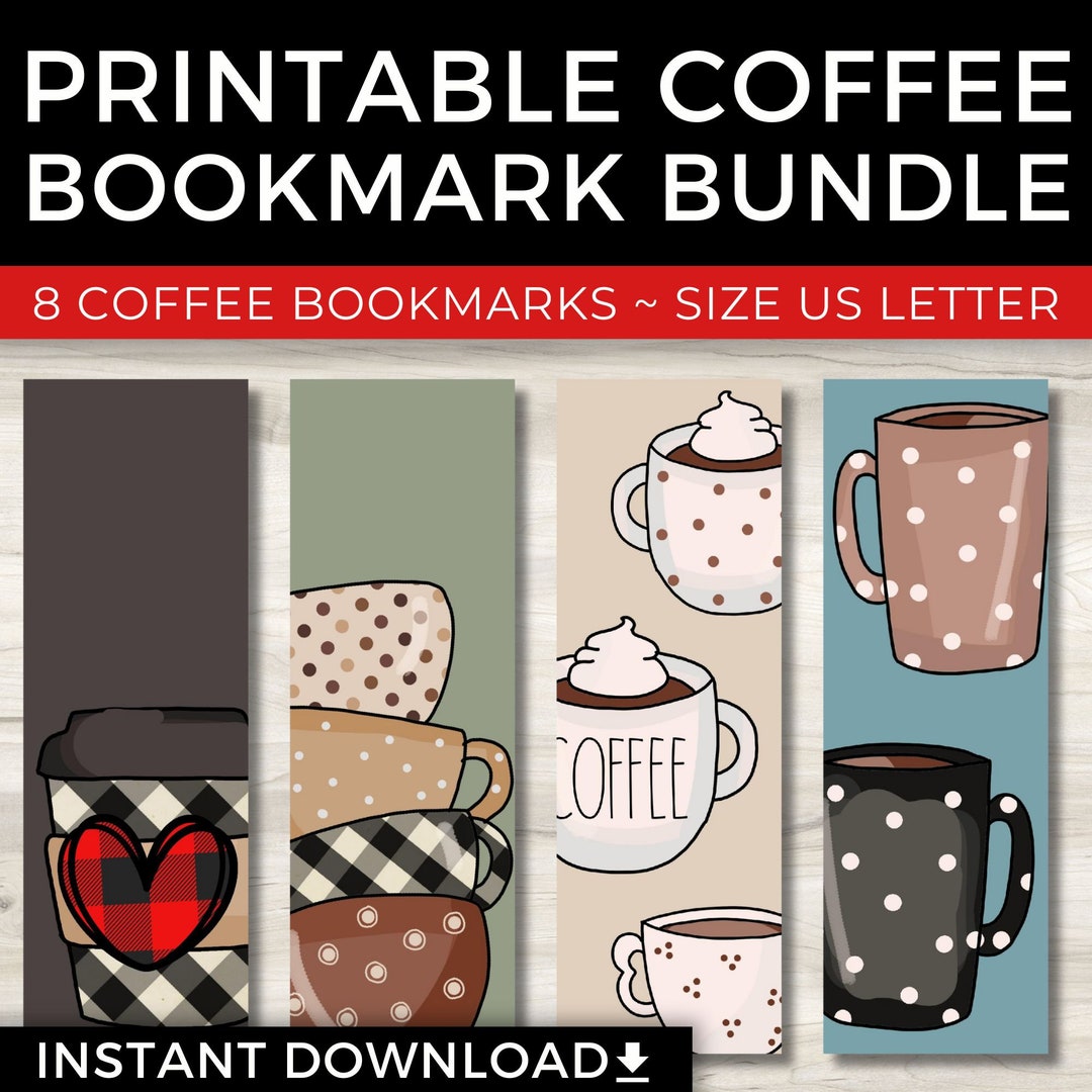 Coffee Bookmarks for Women Men, Coffee Gifts, Digital Printable Unique ...