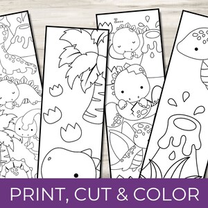 Dinosaur Coloring Bookmarks, 8 Printable Bookmarks for Kids, Dino ...