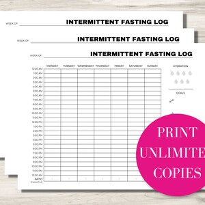 Intermittent Fasting Tracker, Fasting PRINTABLE, Weekly Fasting Tracker ...