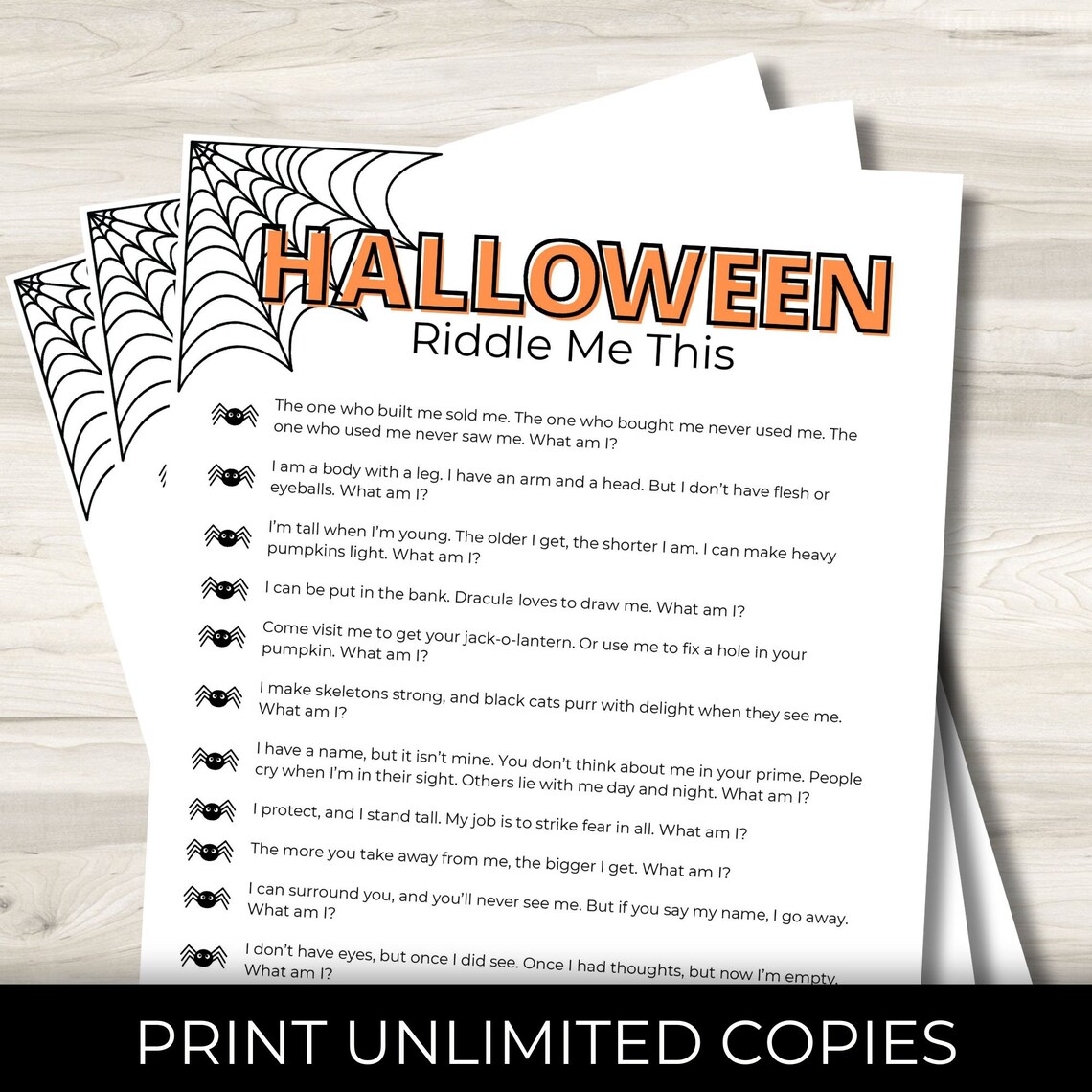 Halloween Riddles Trivia Game PRINTABLE, Riddle Me This Kids Halloween ...