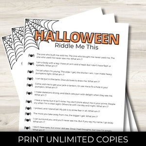 Halloween Riddles Trivia Game PRINTABLE, Riddle Me This Kids Halloween ...