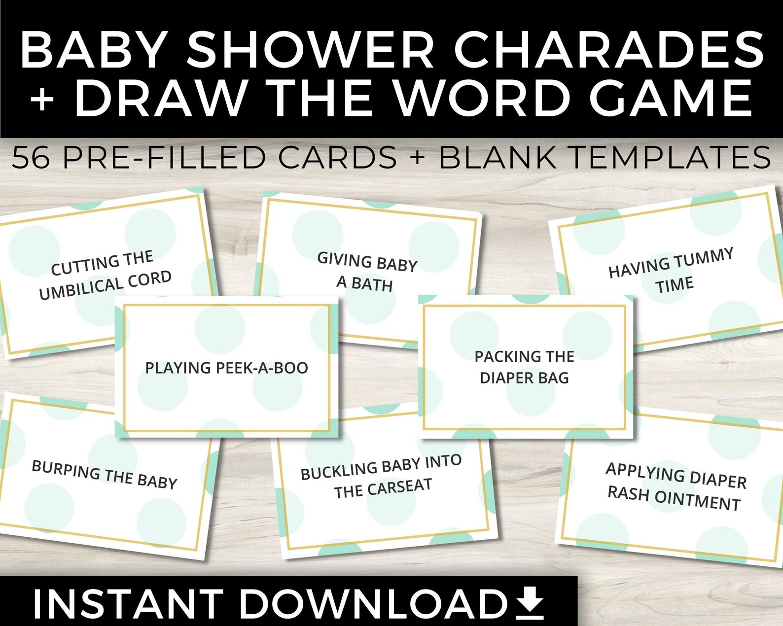 Baby Shower Charades, Printable Baby Shower Games, draw the Word Gender ...