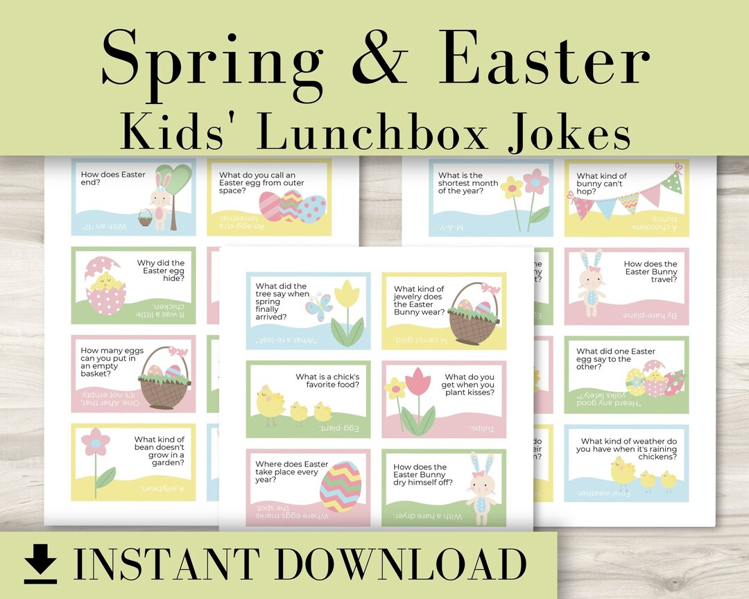 Easter Lunch Box Jokes for Kids, Spring Lunchbox Notes, Lunch Box Notes ...