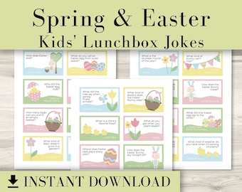 Spring Lunchbox Jokes, Printable Lunchbox Notes, Easter Lunch Box Jokes ...