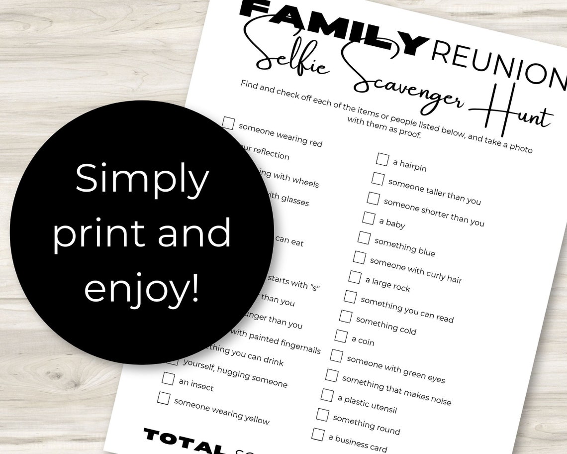 Selfie Scavenger Hunt Icebreaker Game for Family Gatherings - Etsy