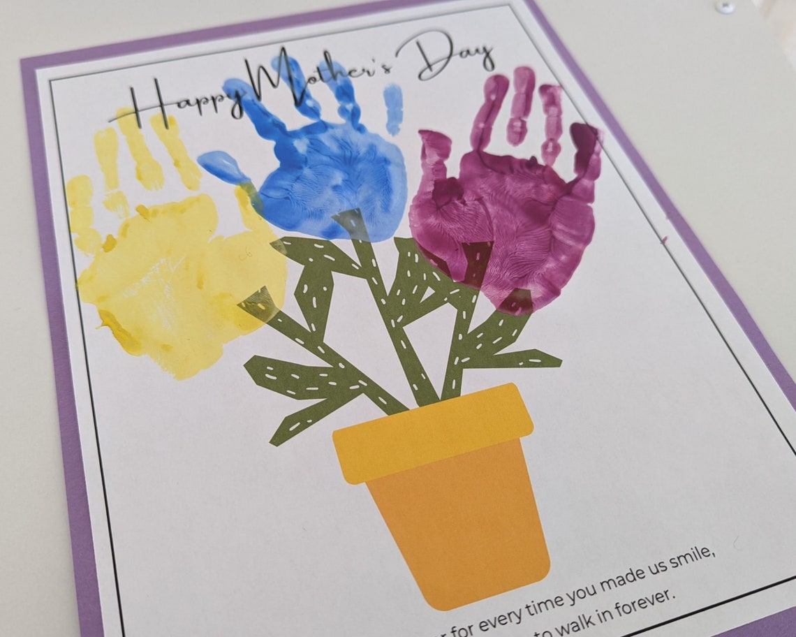 Flower Handprint Art, Mother's Day Crafts, Last Minute Mother's Day ...