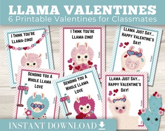 PRINTABLE Llama Valentine Card for Kids, Personalized You Are Llamazing ...