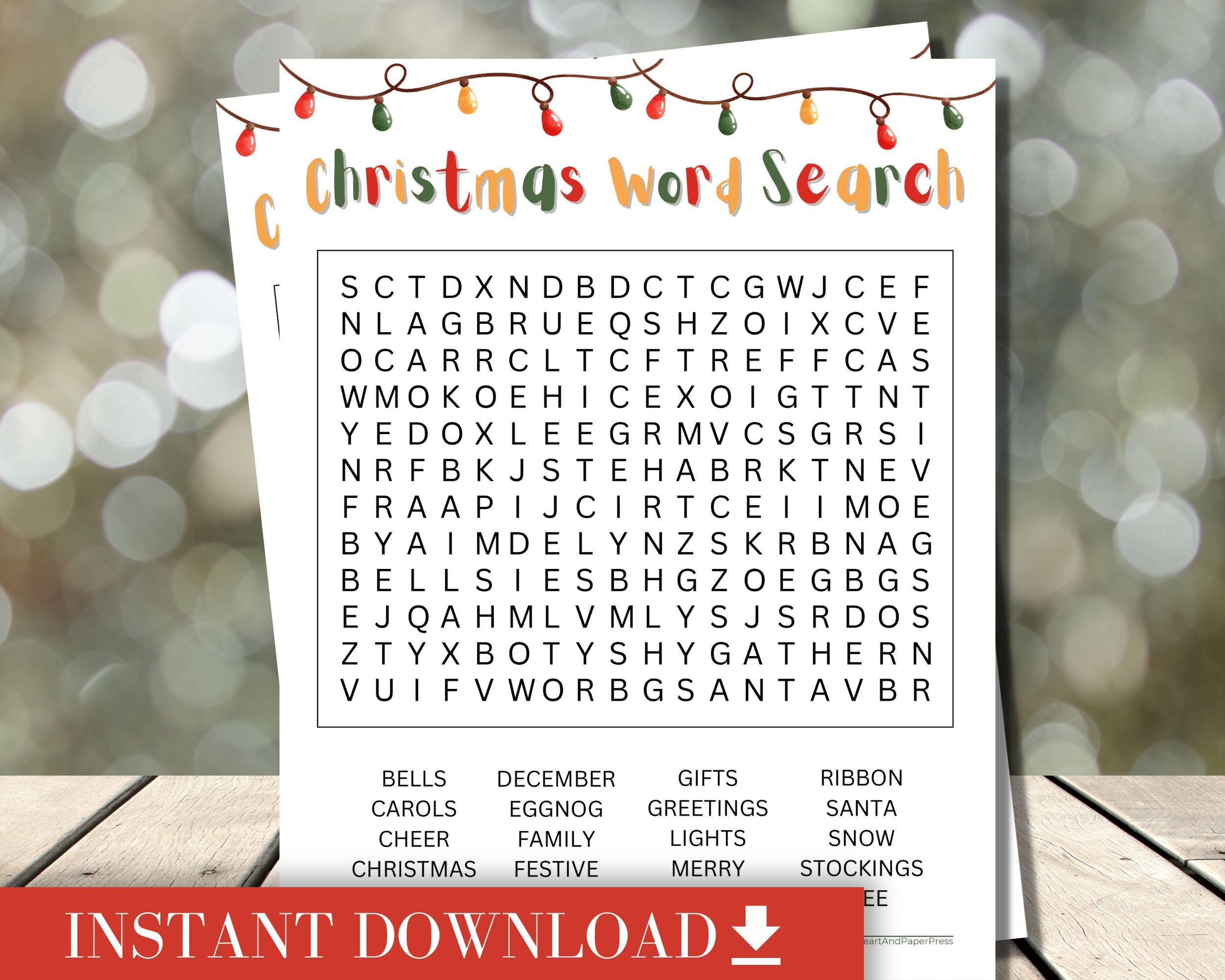 Christmas Word Search for Kids & All Ages - Printable PDF - Etsy