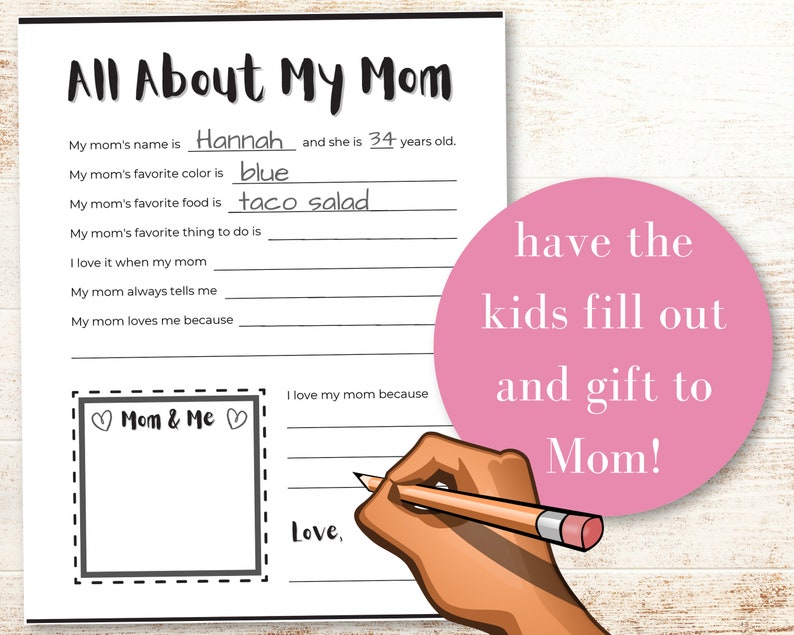 All About My Mom Printable Letter, Gift From Child, Mother's Day Craft ...
