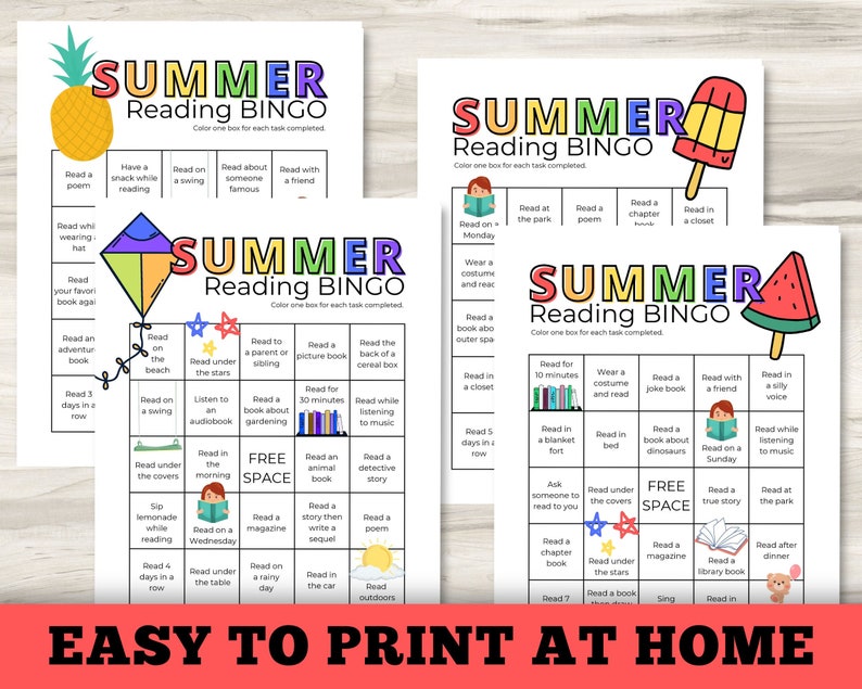 Summer Reading Bingo PRINTABLE, Summer Reading Challenge for Kids ...