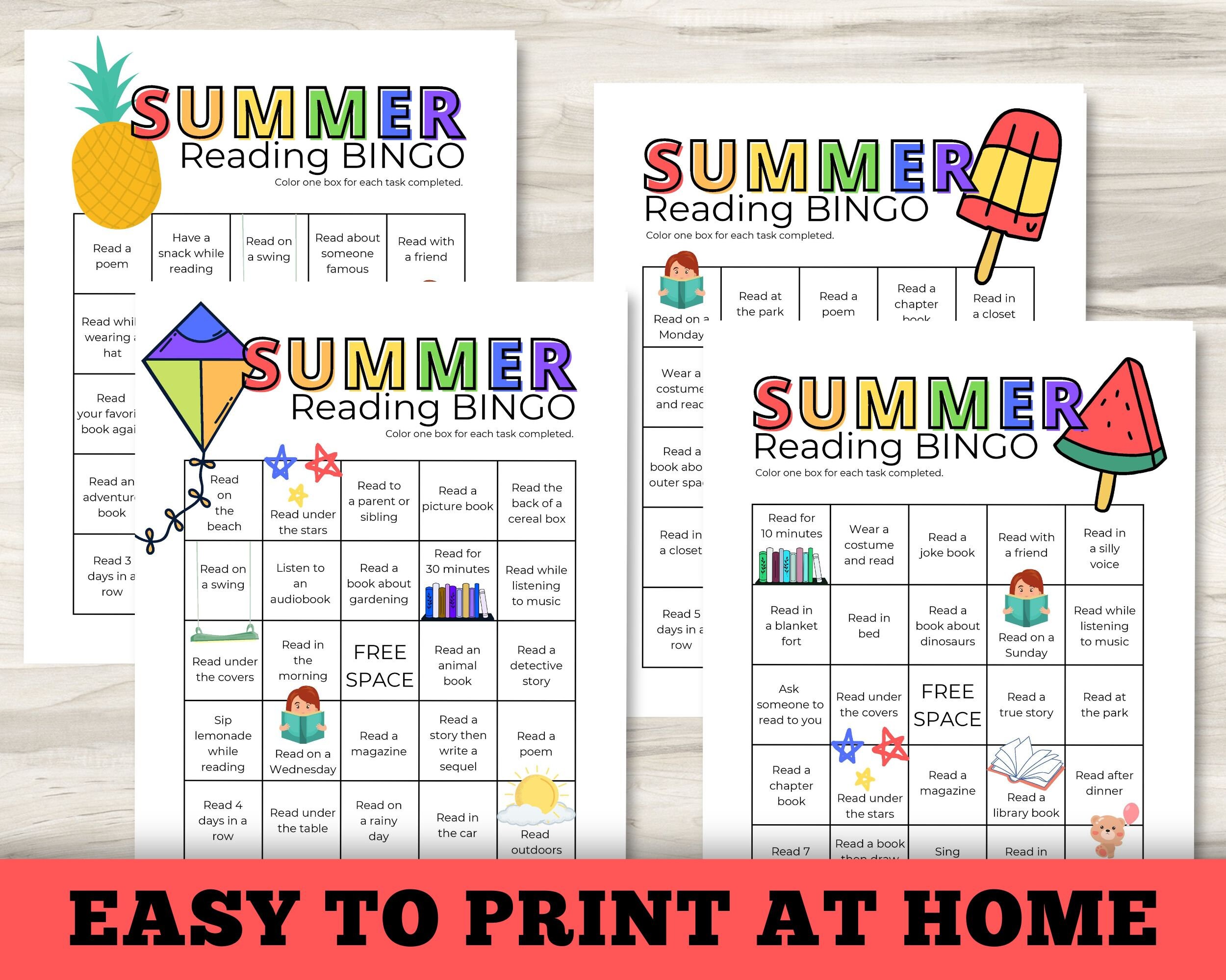 Summer Reading Bingo PRINTABLE, Summer Reading Challenge for Kids ...