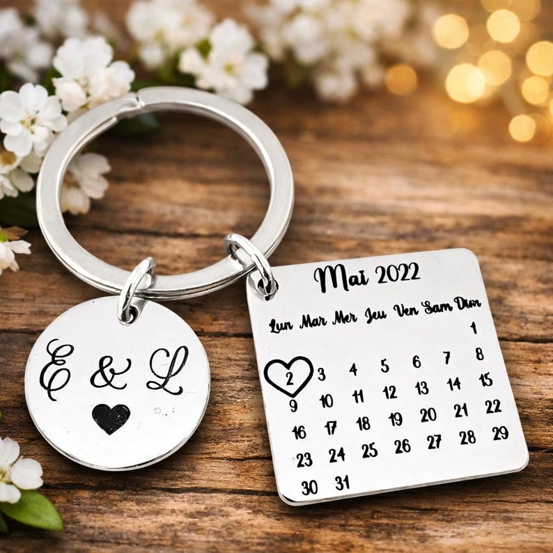 Personalized Calendar Keychain – Date You Met – Valentine's Day Gift ...