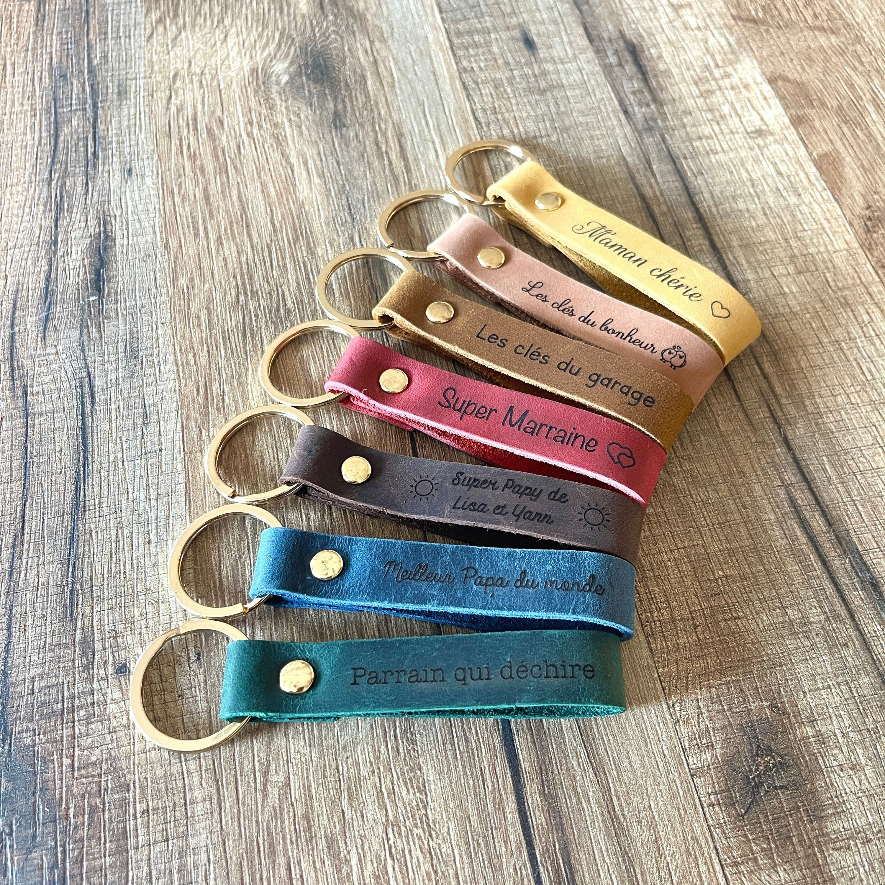 Personalized Leather Key Ring, Gift Idea for Mother's Day, Father's Day ...