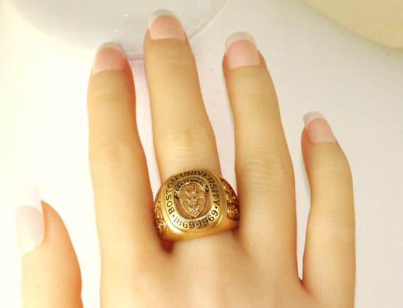 Boston University 14K Solid Gold Class Ring 1869-1969 - Gem