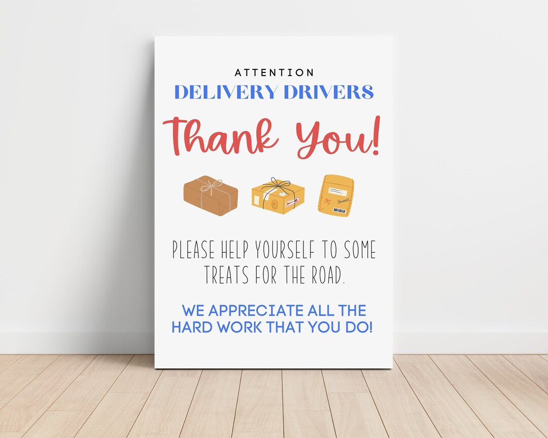 Delivery Driver Thank You Printable, Instant Download, 8x10 Thank You ...
