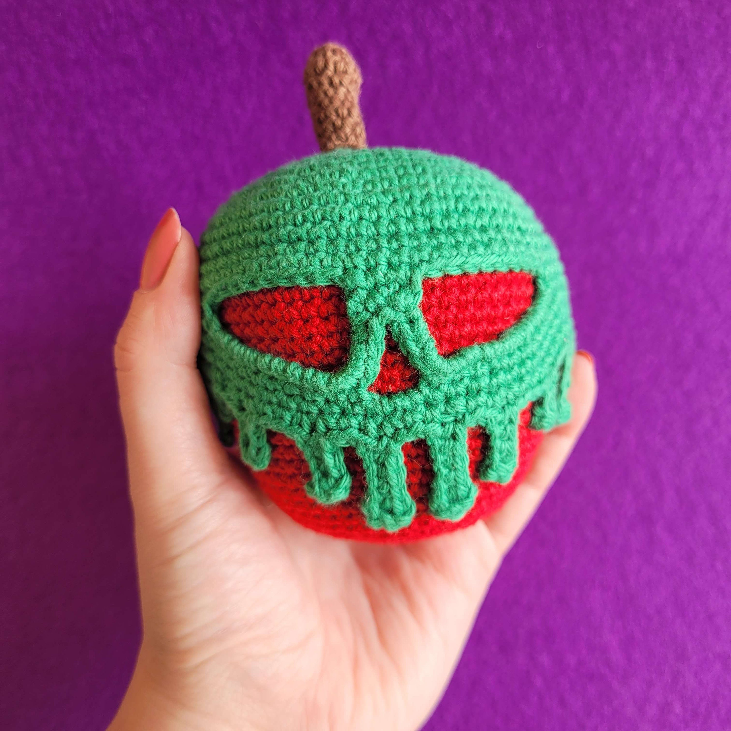 Halloween Crochet Poisoned Apple Decor, Handmade Spooky Toy - Etsy