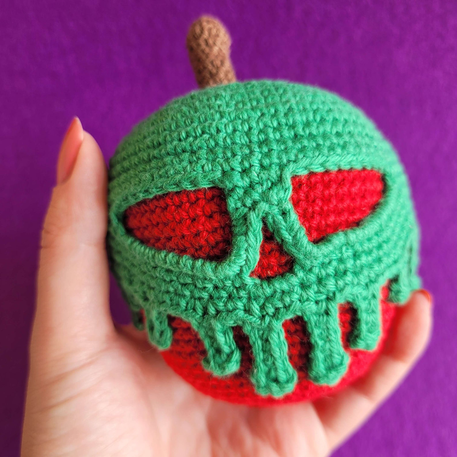 Halloween Crochet Poisoned Apple Decor, Handmade Spooky Toy - Etsy