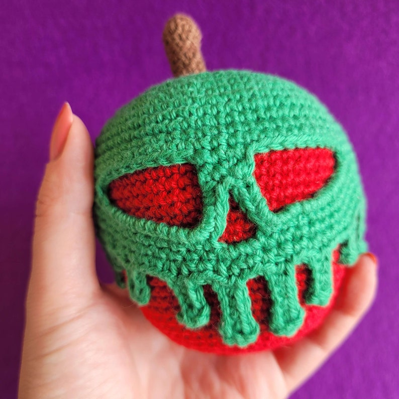 Halloween Crochet Poisoned Apple Decor, Handmade Spooky Toy - Etsy